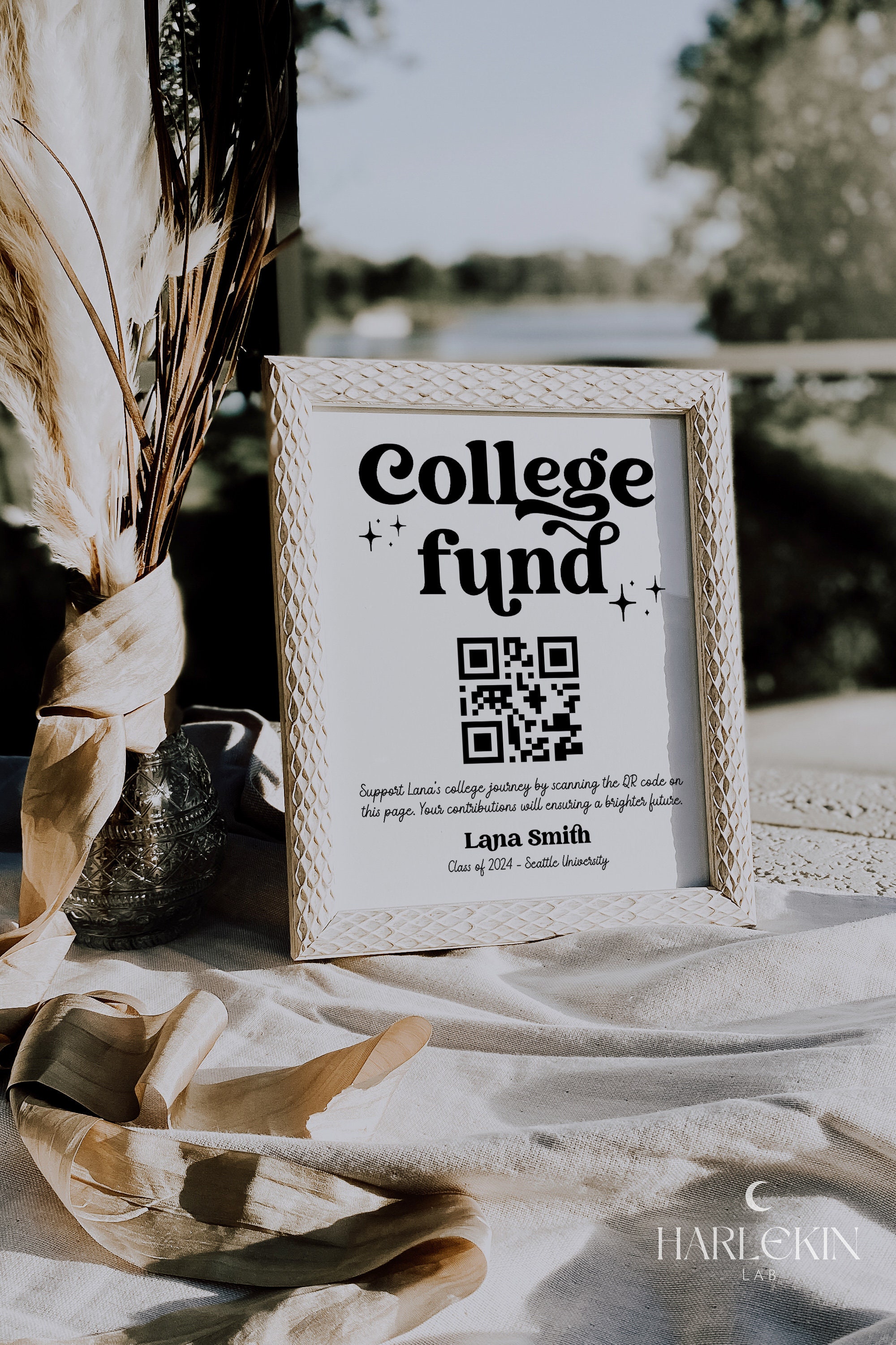 Editable College Fund Sign Template, DIY Grad Party QR Code Sign, Venmo ...