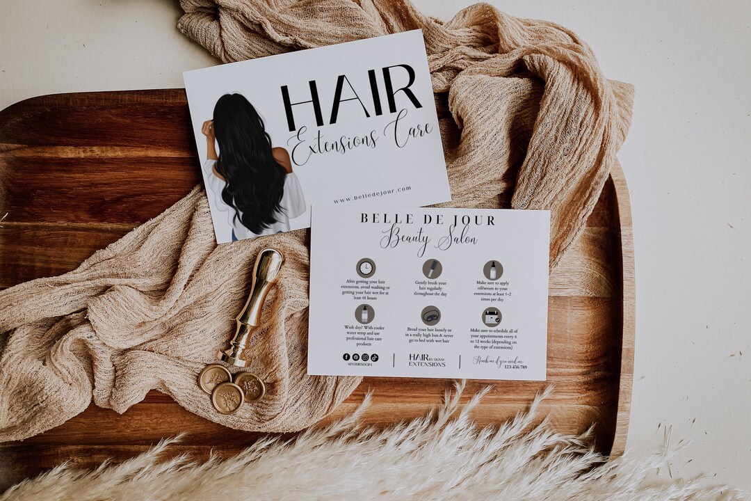 Hair Extensions Aftercare Card Template, Editable Luxury Care Card, How ...