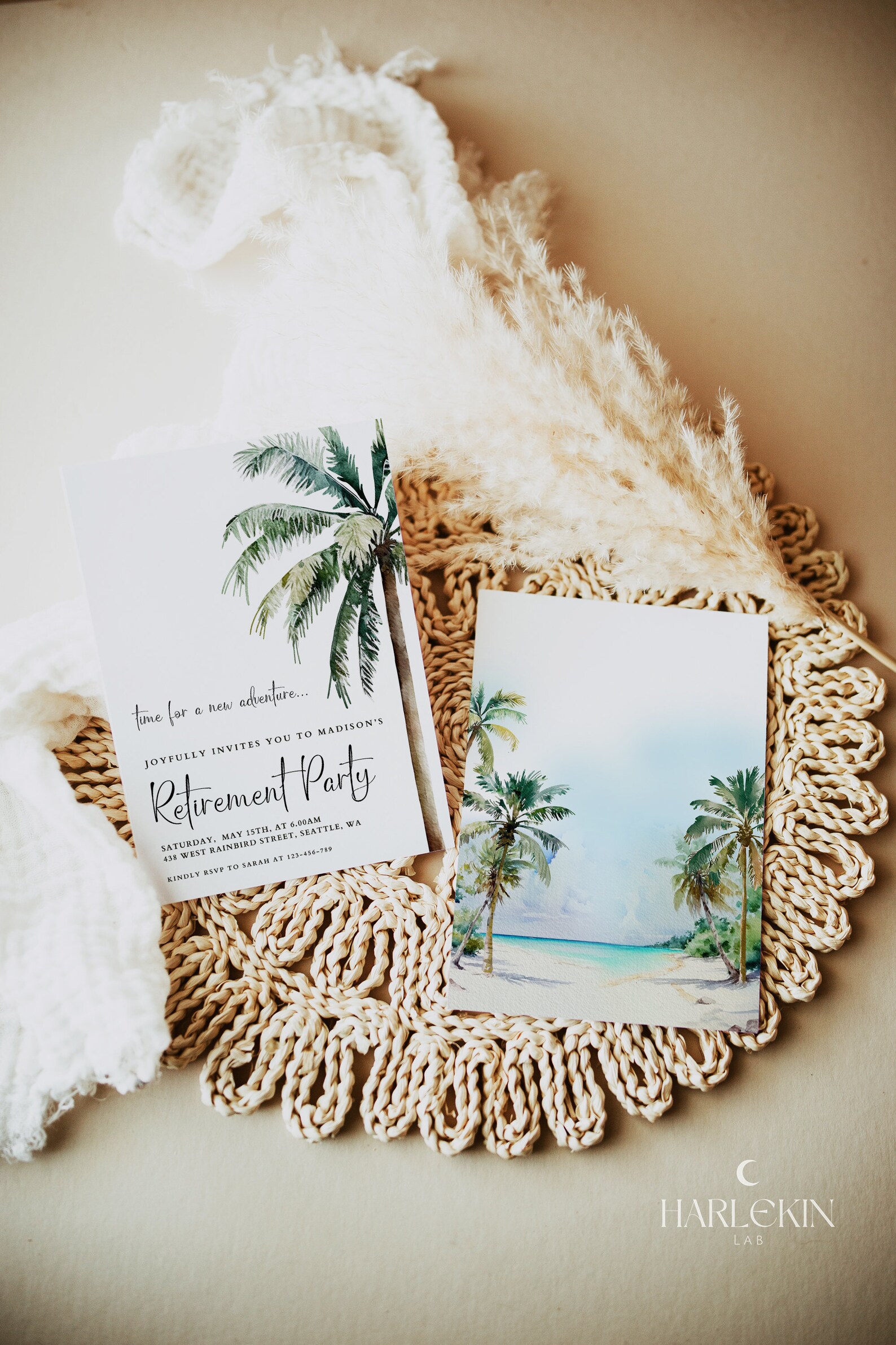 Editable Tropical Retirement Celebration Invitation Template, DIY ...