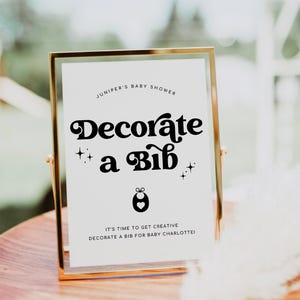 MIRAY Decorate A Bib Sign Template, Printable Bib Decorating Station ...