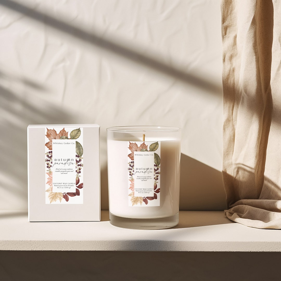 Editable Autumn Thin Candle Label, Customizable Canva Template, DIY ...