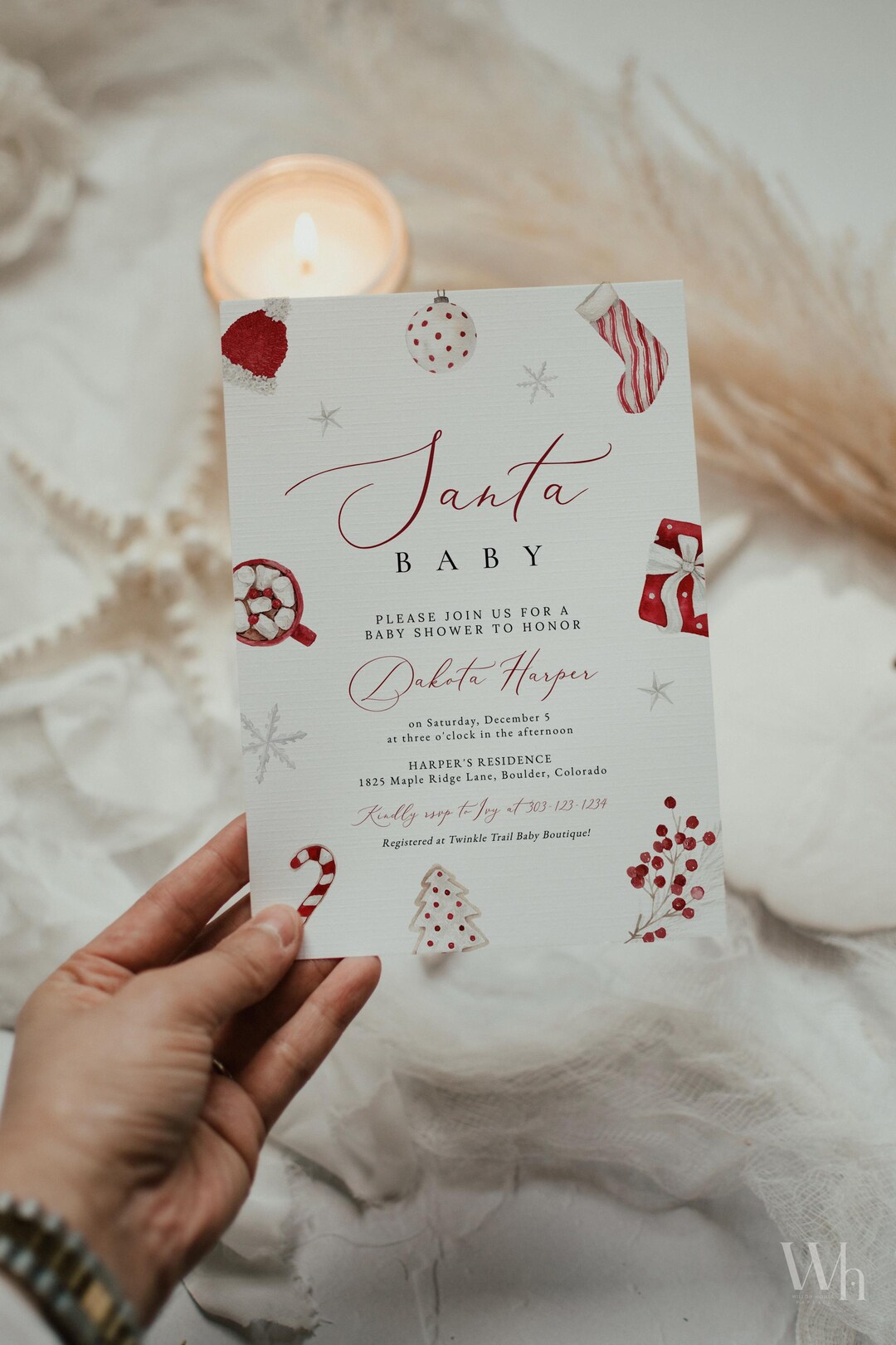 SANTA BABY Shower Invitation Template, Christmas Baby Shower Invitation ...