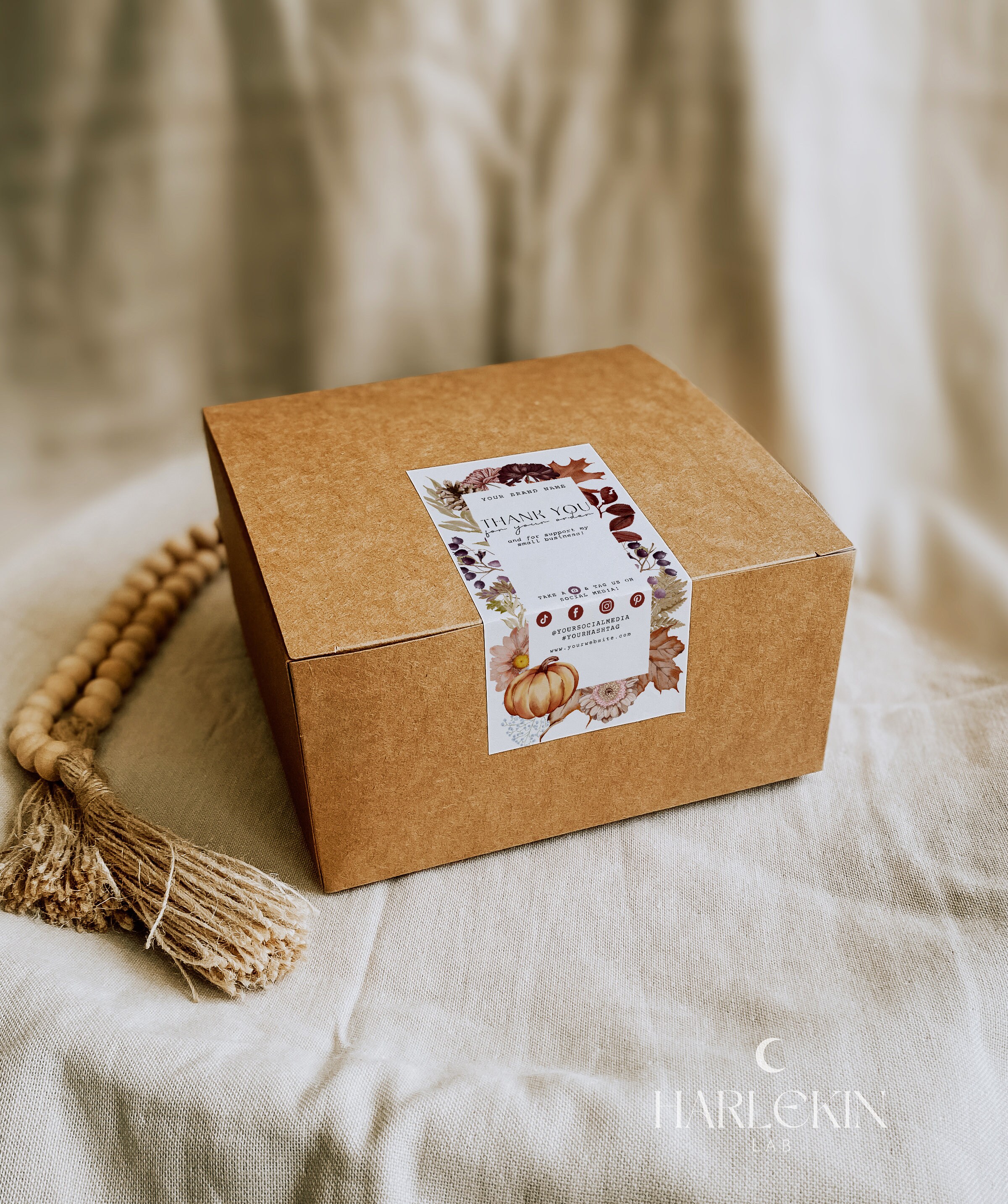 Editable Autumn Box Label Template, Seasonal Shipping Label Design ...