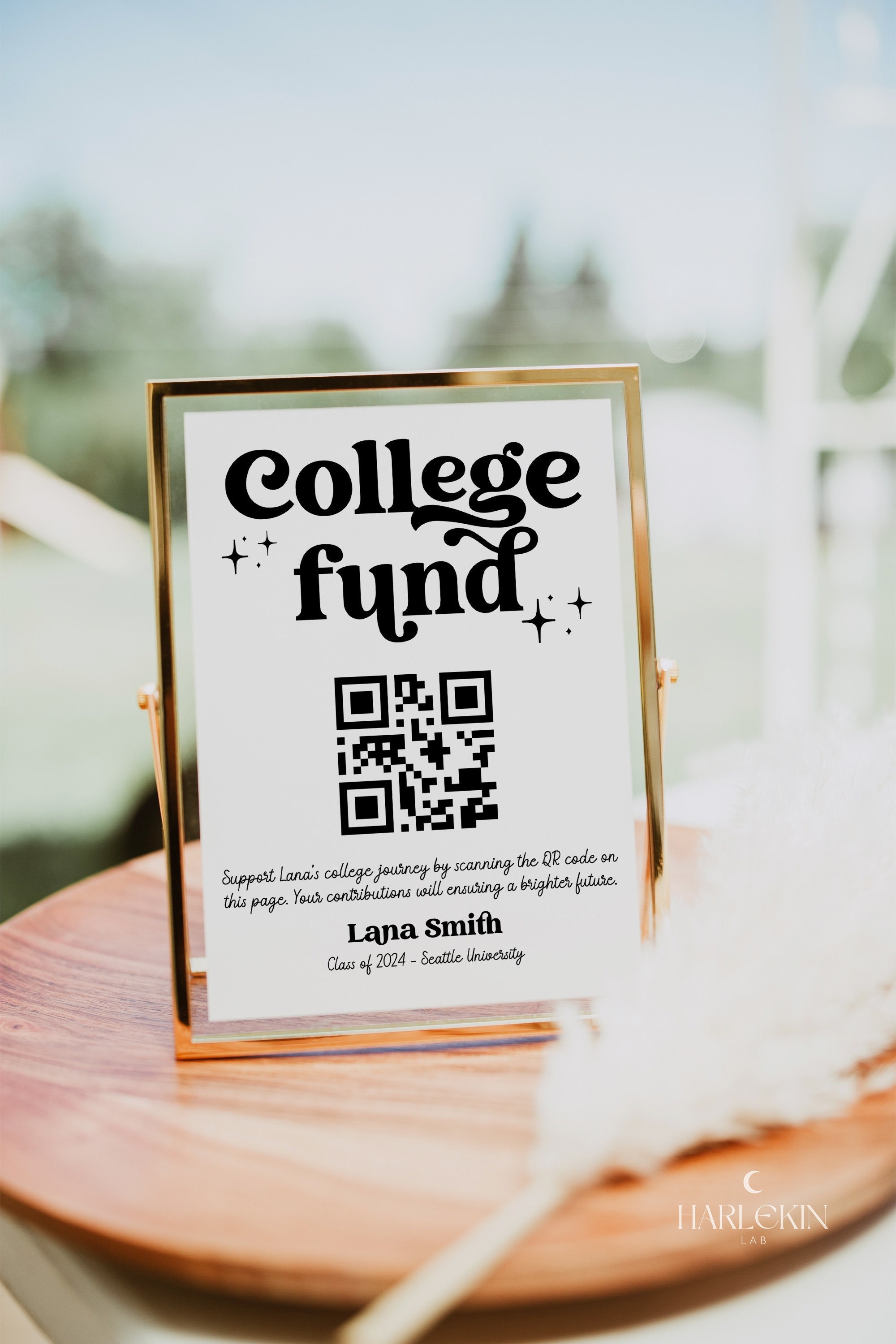 Editable College Fund Sign Template, DIY Grad Party QR Code Sign, Venmo ...