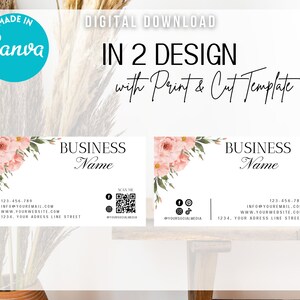 Double Sided Business Card Template, Printable Business Card With QR ...