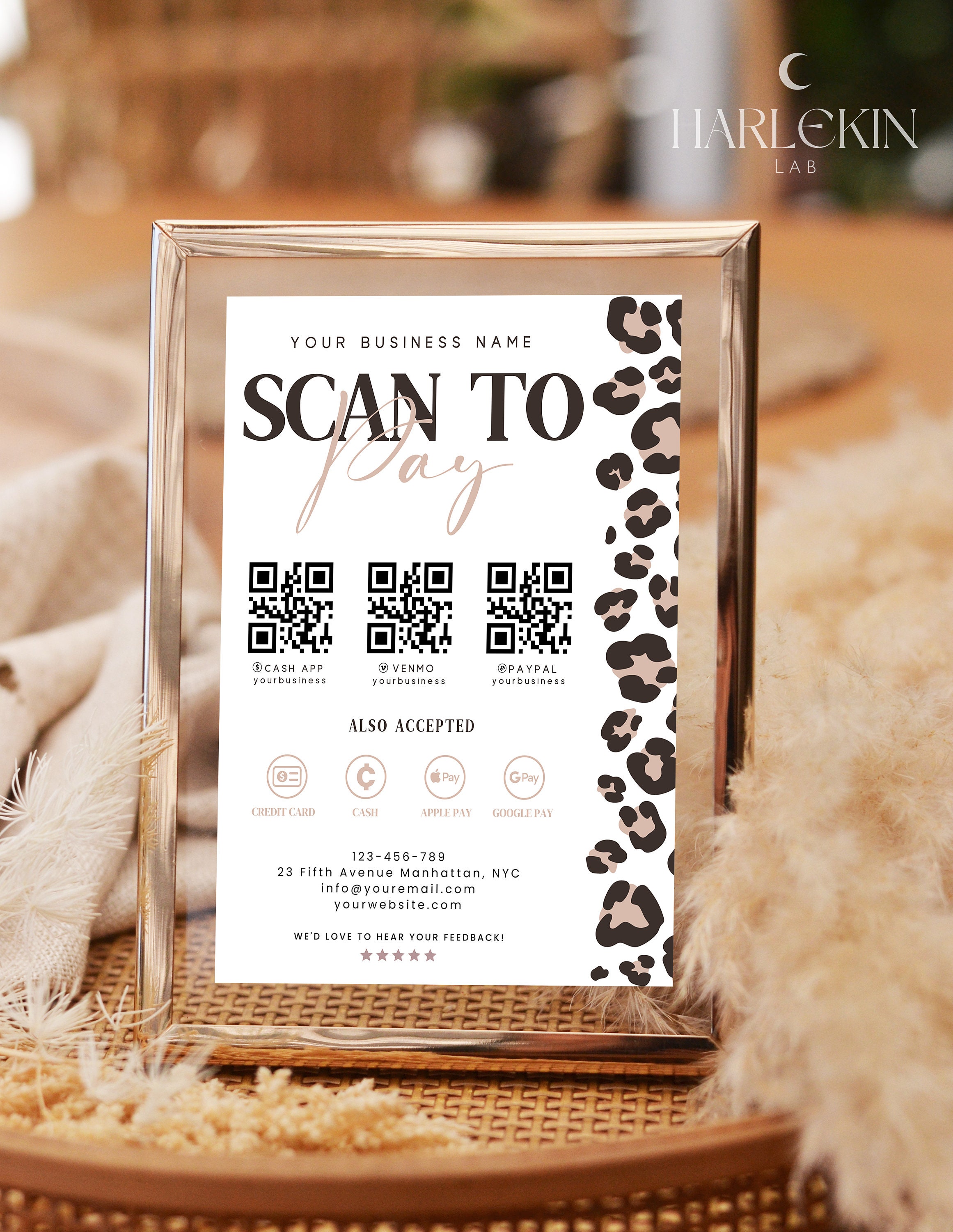 Printable QR Code Sign, Leopard Scan to Pay Sign, Safari Cashapp Paypal ...