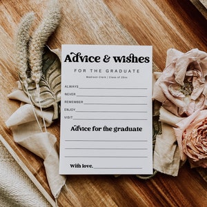 Modern Graduation Advice Card, Wishes for the Graduate, Graduate Advice ...