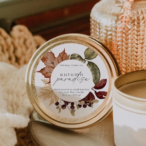 Editable Autumn Candle Label, Customizable Canva Template, DIY Fall ...
