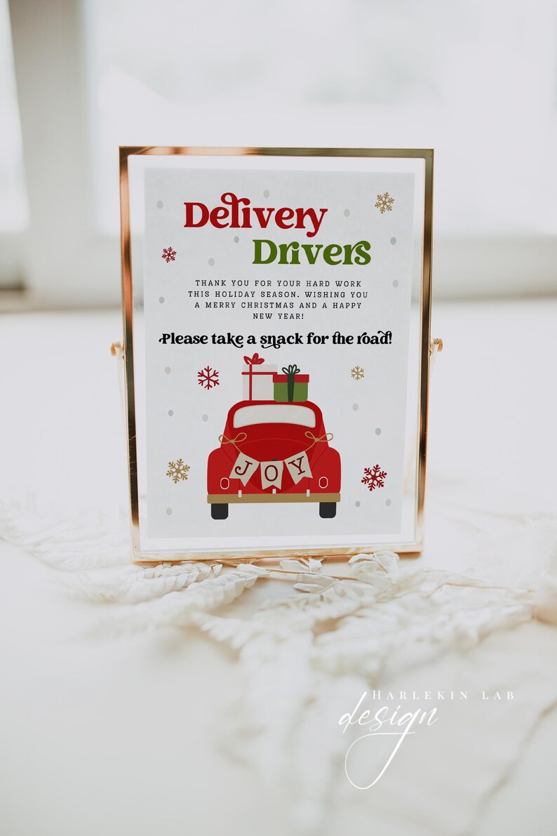 Editable Christmas Delivery Driver Thank You Sign, Holiday Deliver ...