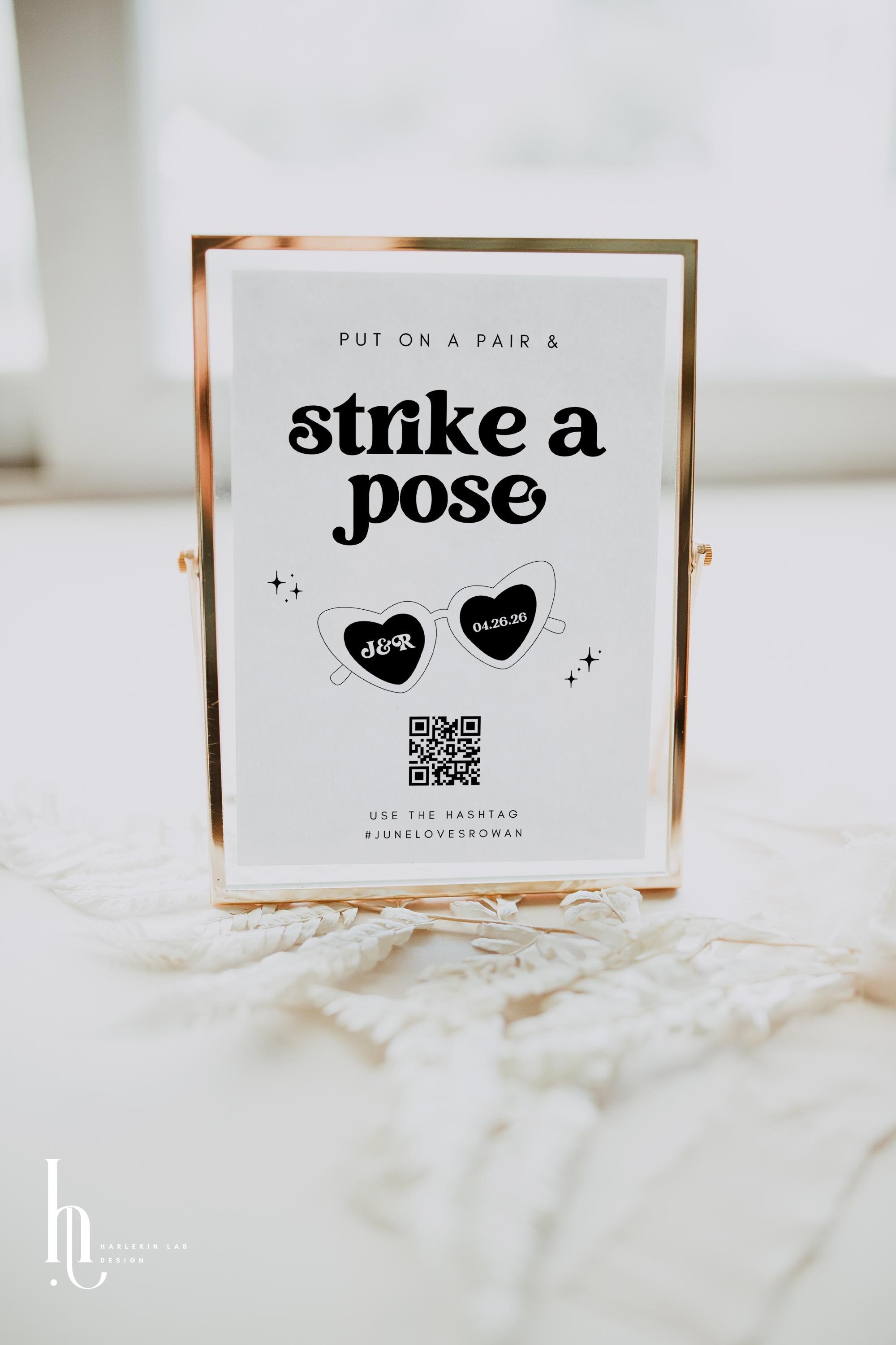 MIRAY Strike a Pose Sign Template, Wedding Sunglasses Party Sign ...
