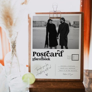 Postcard Guest Book Sign Template, Editable Modern Guest Book Sign ...