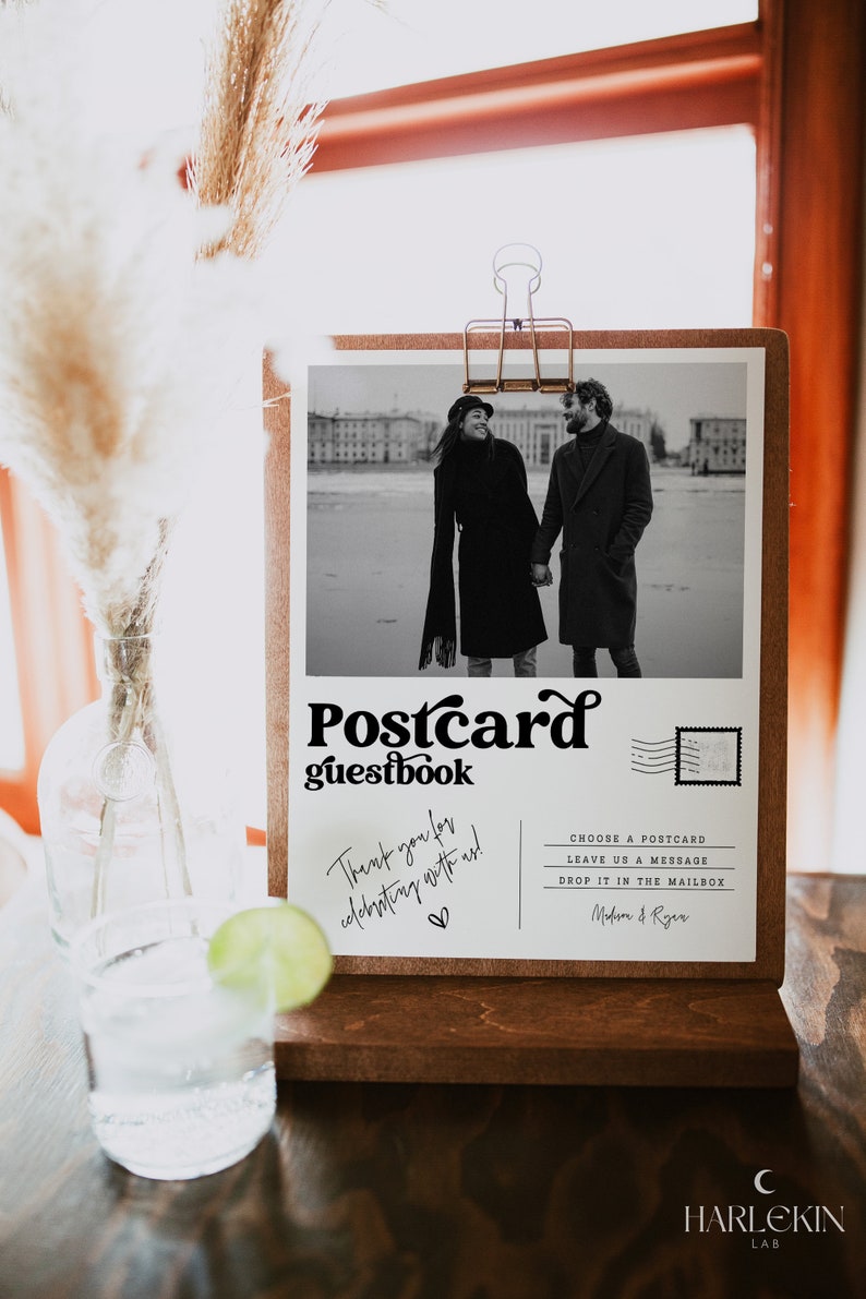 Postcard Guest Book Sign Template, Editable Modern Guest Book Sign ...