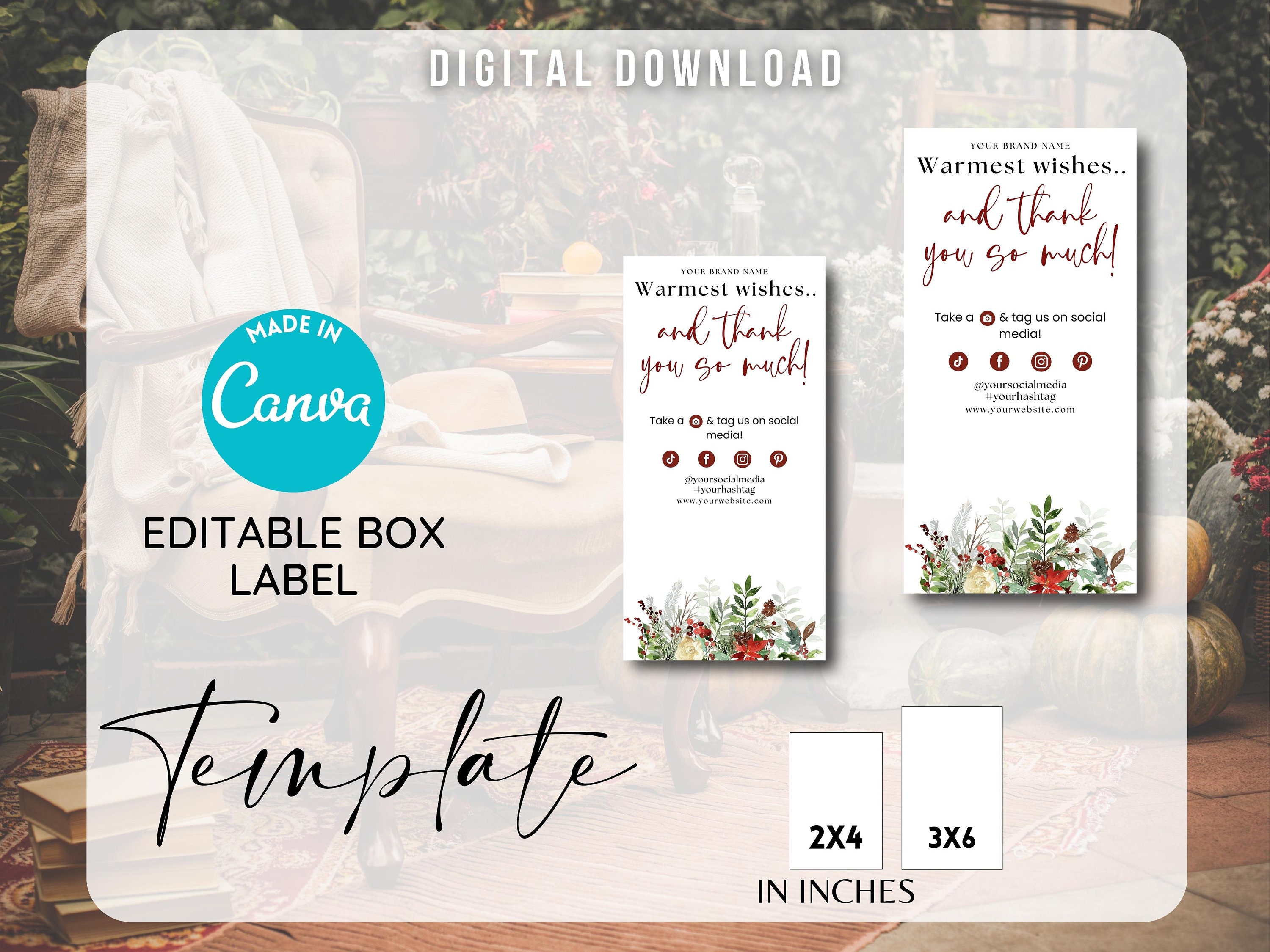 Editable Christmas Box Label Template, Winter Shipping Label Design ...