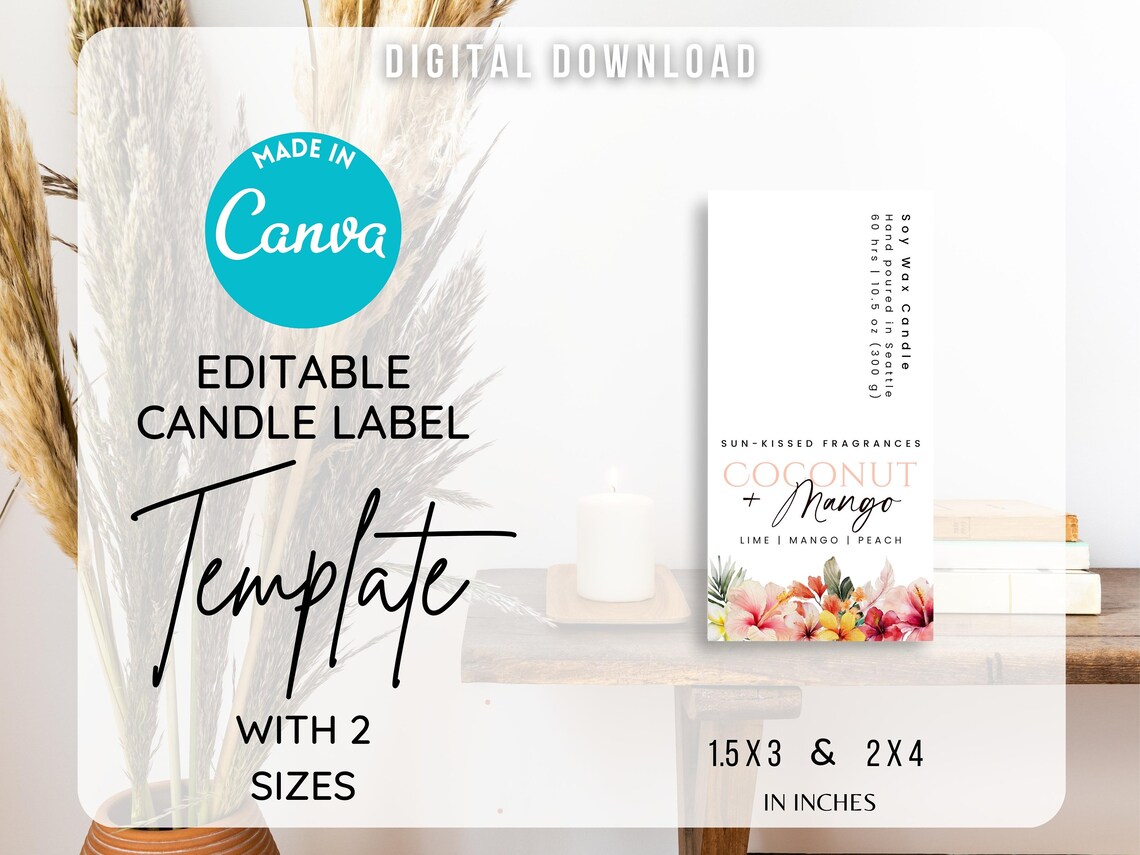 Editable Thin Candle Label Customizable Canva Template DIY - Etsy
