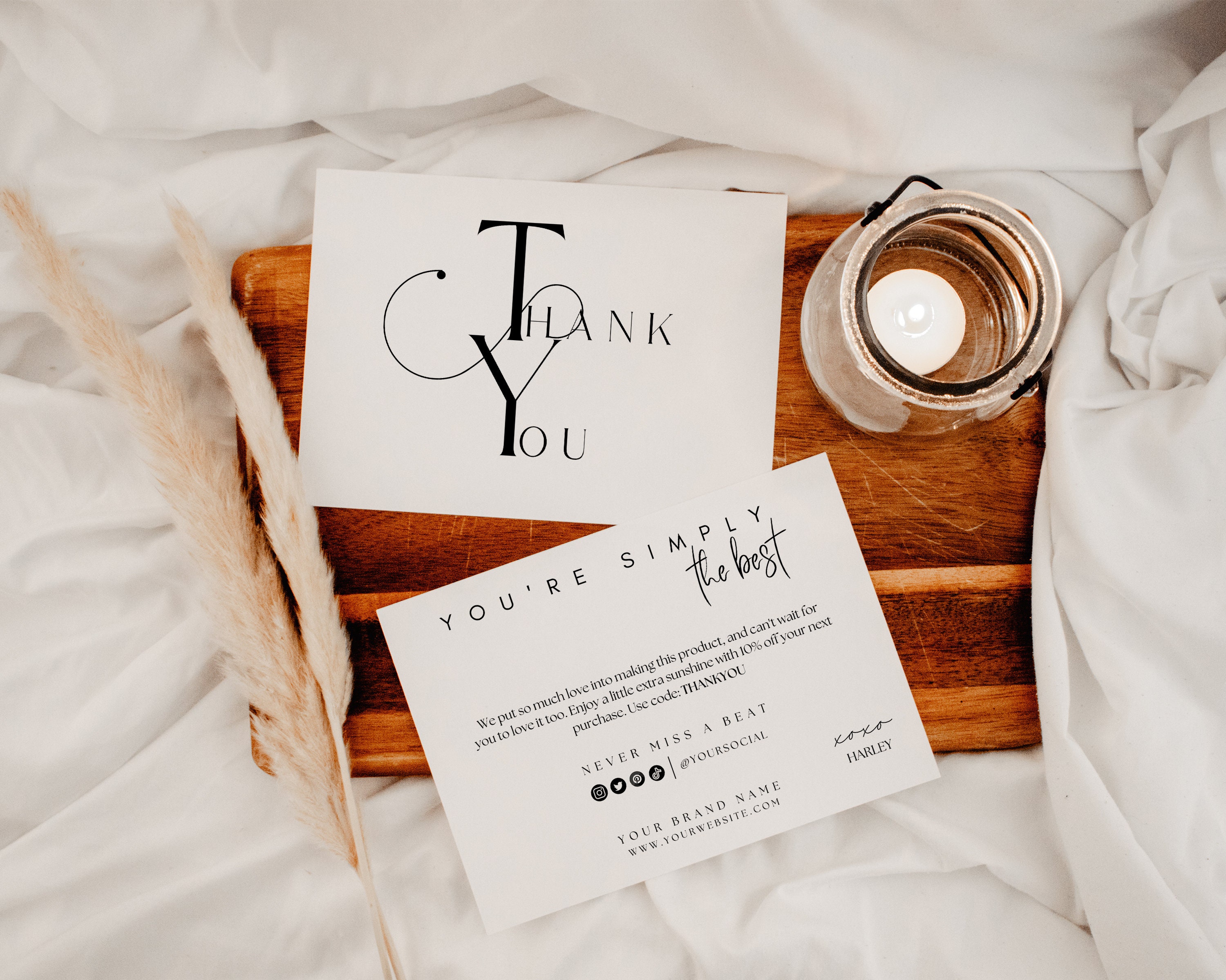 Editable Modern Thank You Card, Custom Thank You Notes, Minimal Package ...