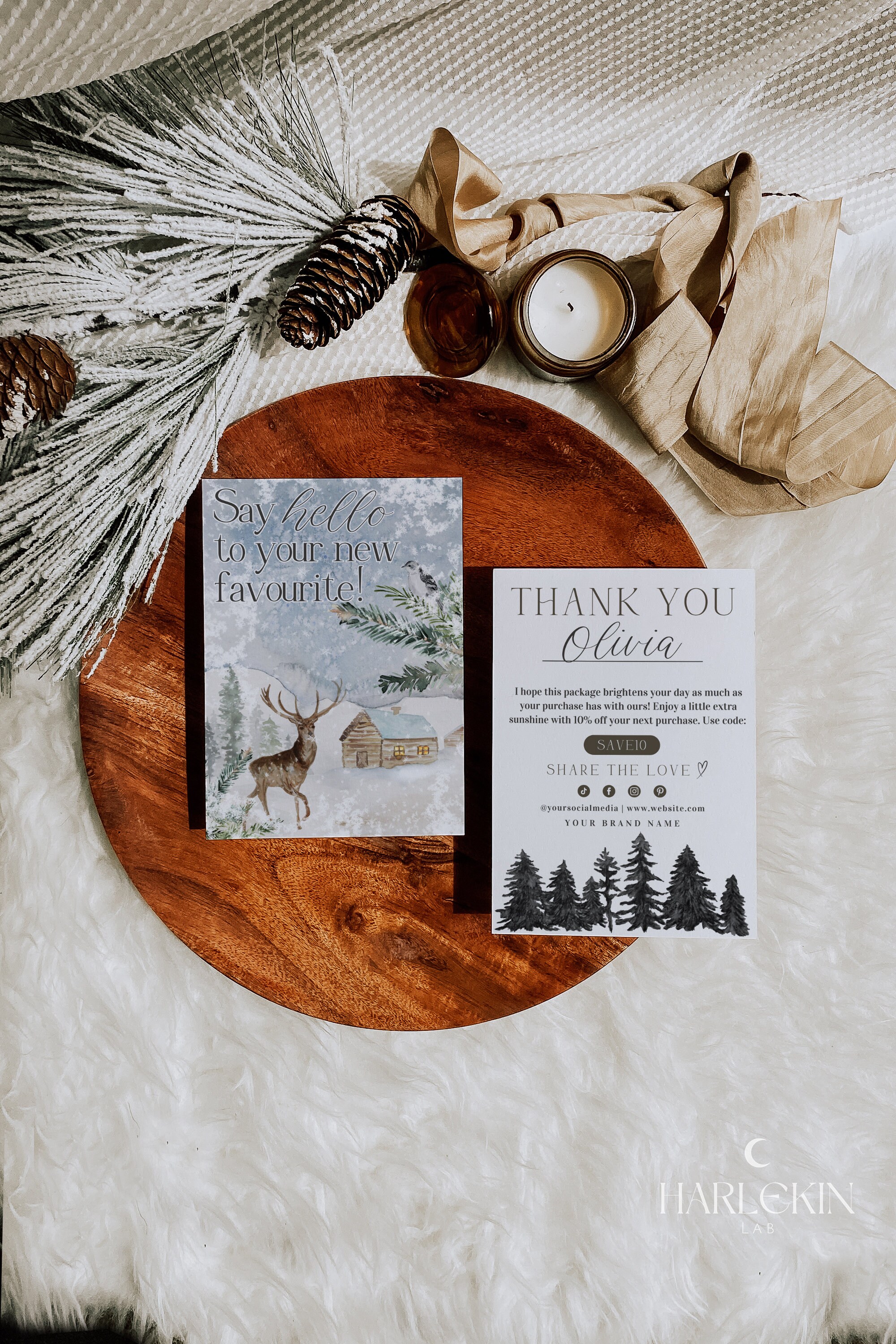 Editable Snowy Christmas Thank You Card, Customizable Thanks Note ...