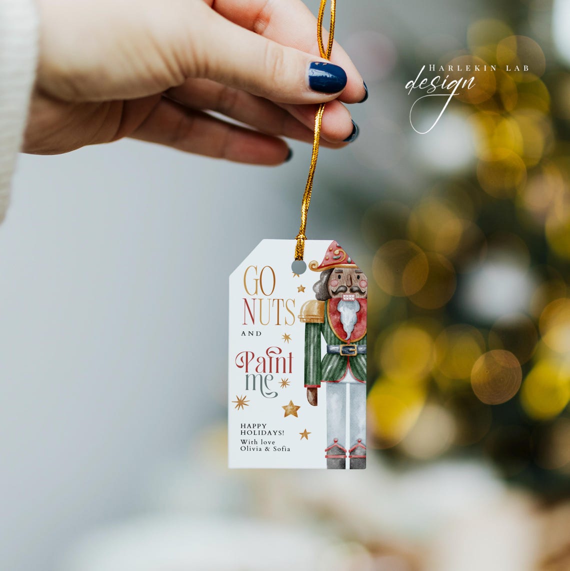 Editable Nutcracker Paint Me Christmas Gift Tag Template, Go Nuts and ...