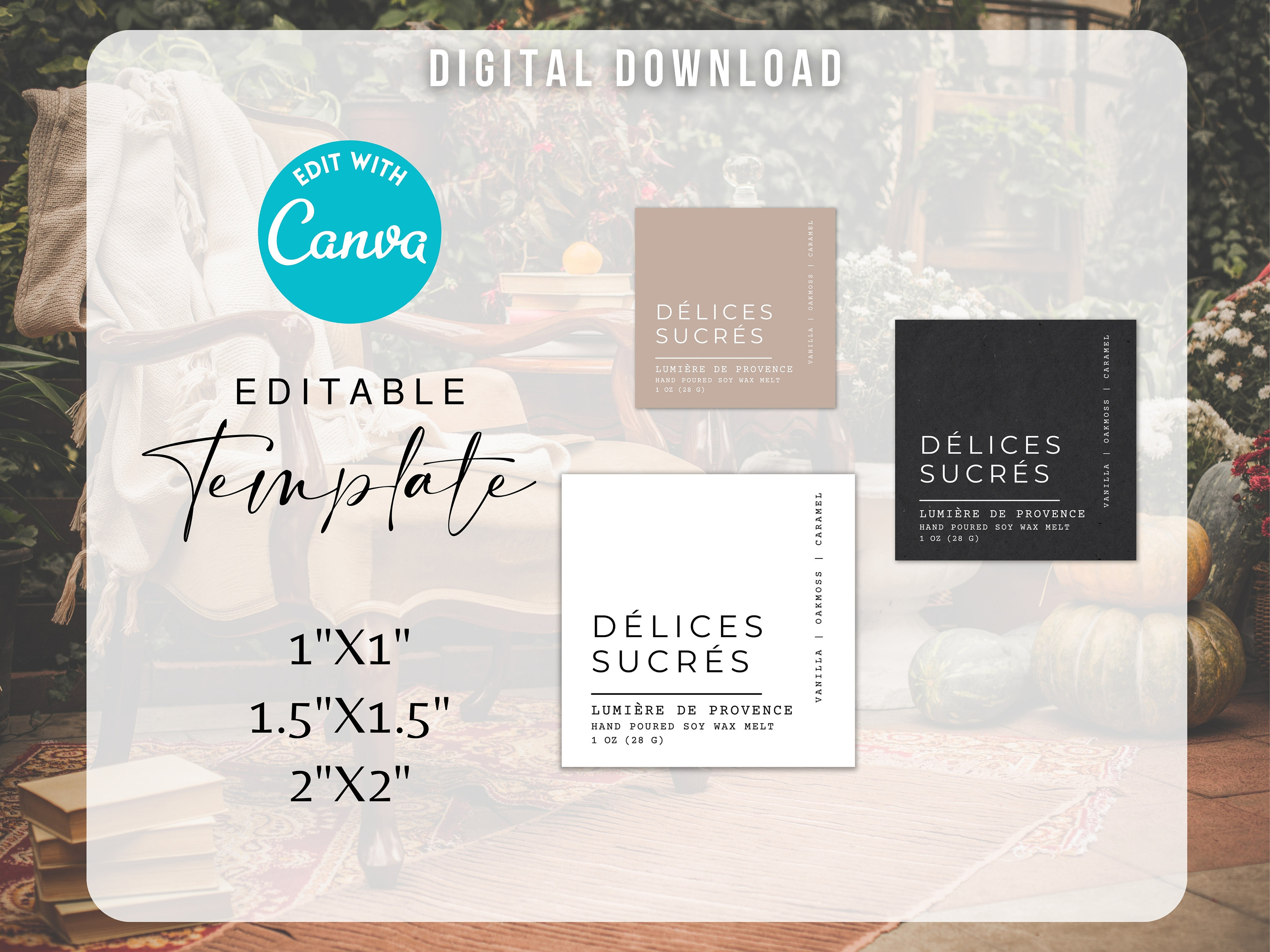 Editable Mini Wax Melt Sampler Label, DIY 1 Oz Wax Cube Sticker ...