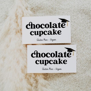 Modern Graduation Food Card Template, Printable Tent Cards, Graduation ...