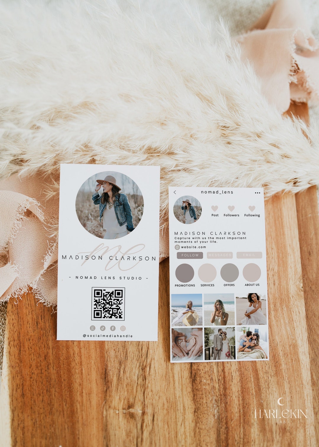 Printable Instagram Style Business Card With QR Code, DIY Name Card ...