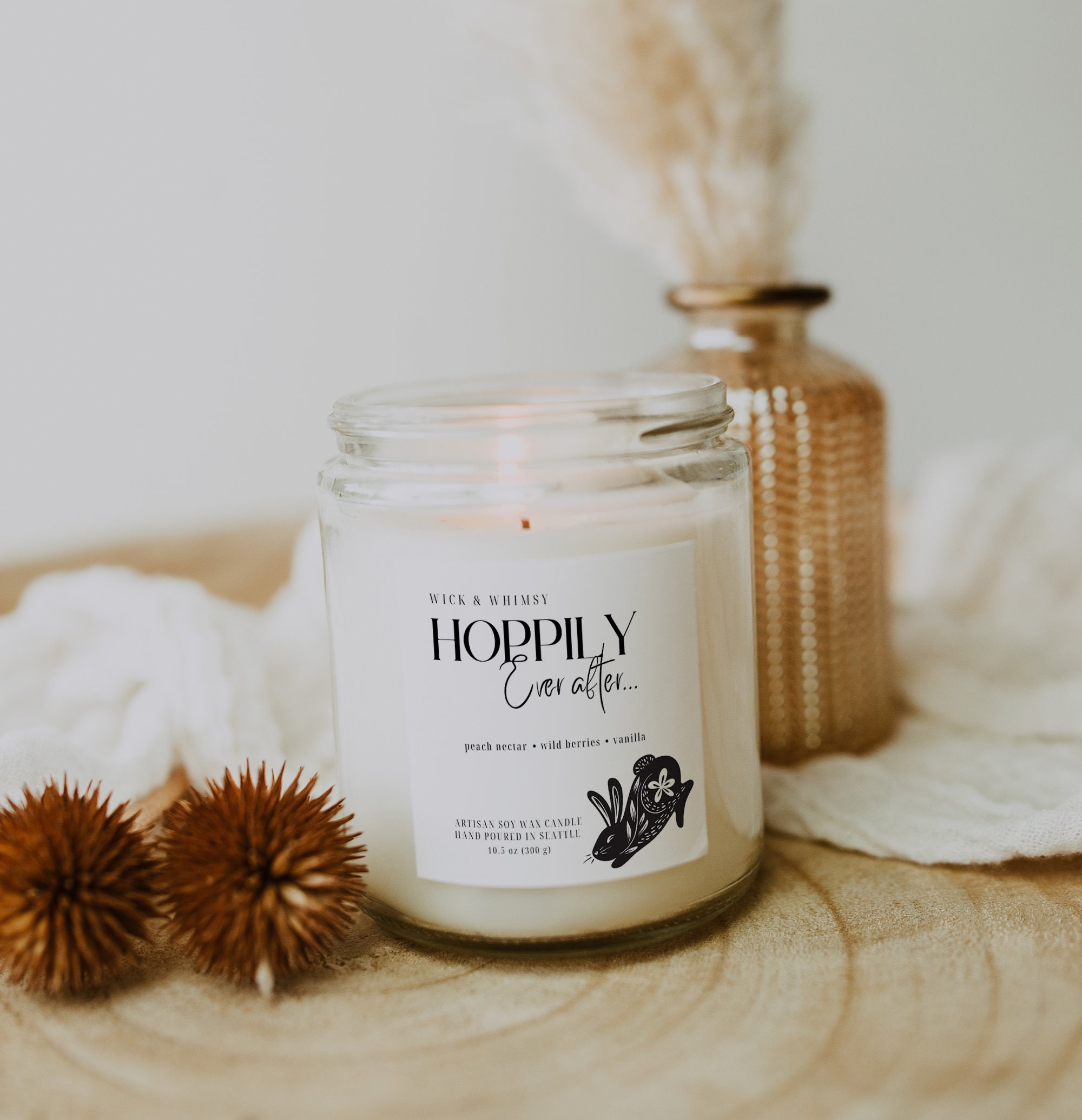 Editable Candle Label, Customizable Canva Template, DIY Easter Bunny ...