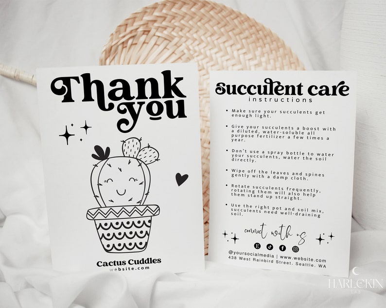 Editable Succulent Plant Care Card Guide, Cactus Care Tips Template ...
