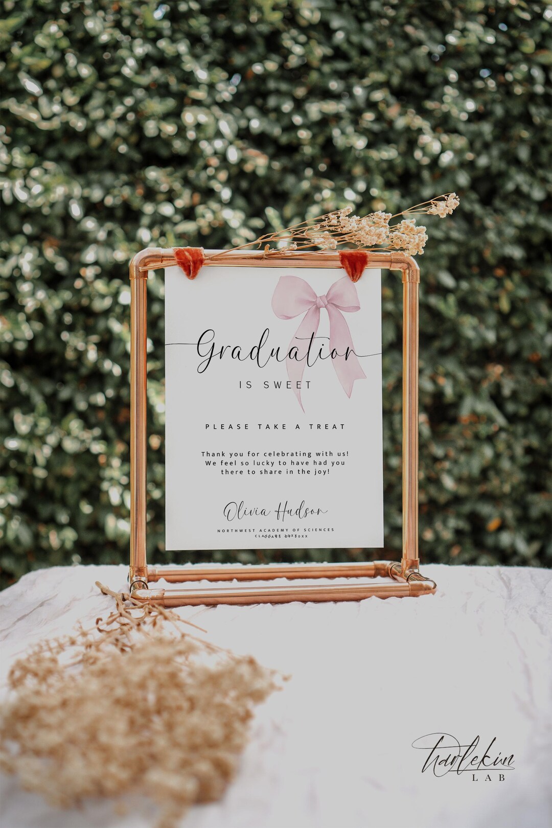 Editable Coquette Graduation is Sweet Sign Template, Pink Bow Grad ...