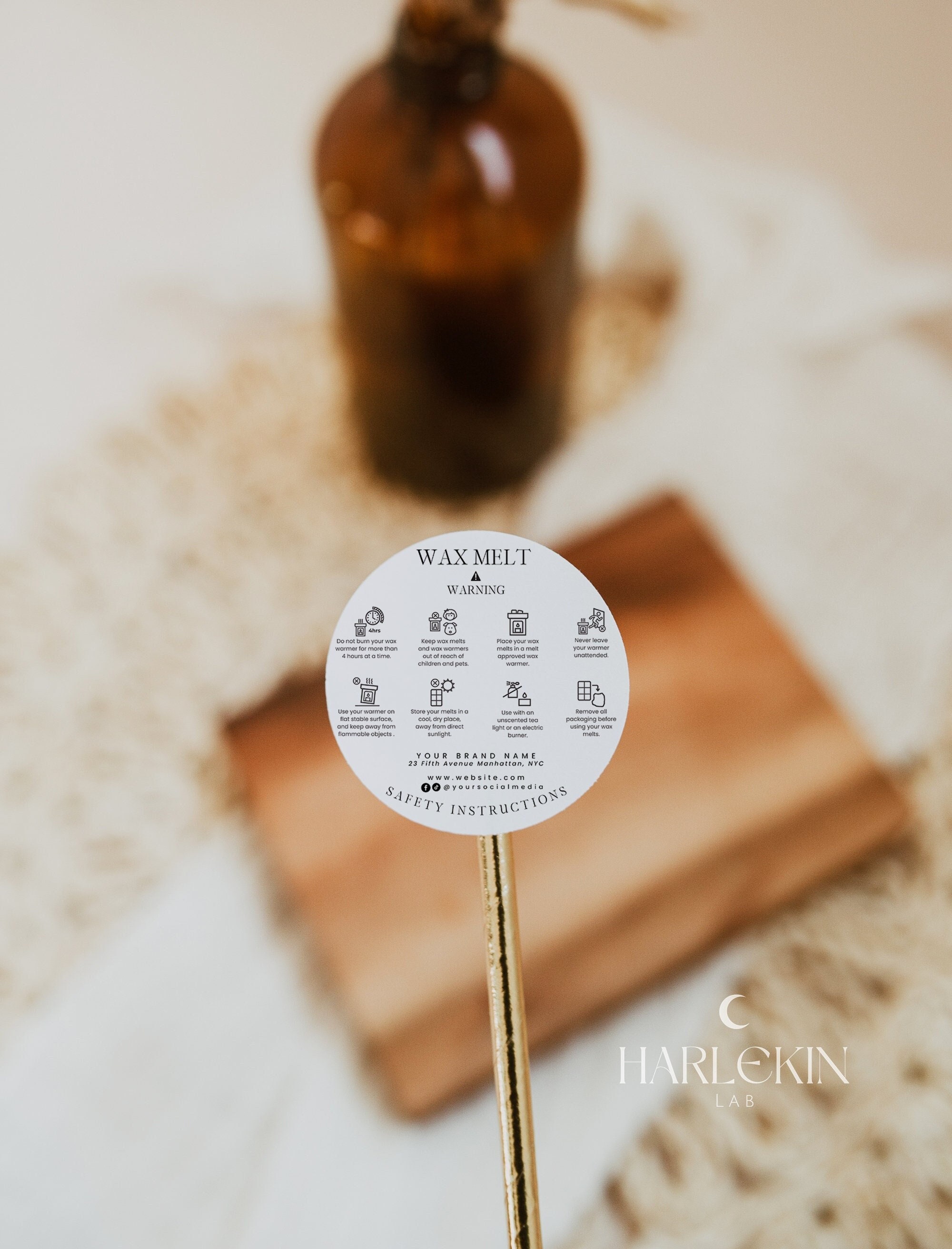Editable Wax Melt Warning Label Template, DIY Burning Instruction ...