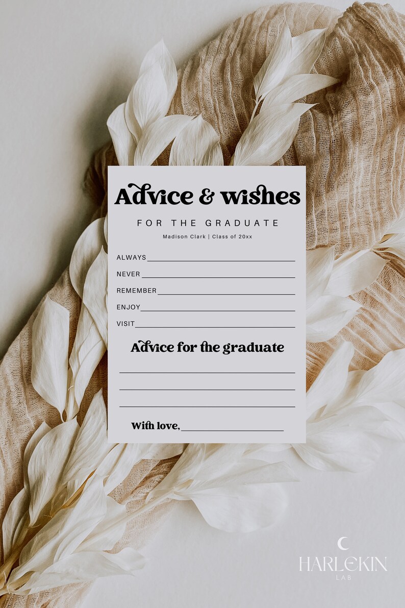 Modern Graduation Advice Card, Wishes for the Graduate, Graduate Advice ...