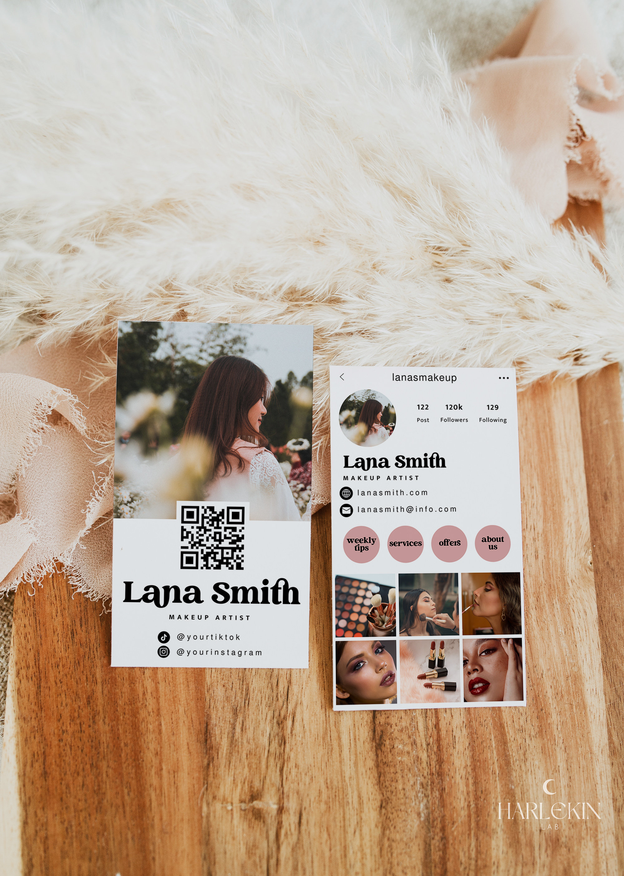 Printable Instagram Style Business Card With QR Code, Name Card ...