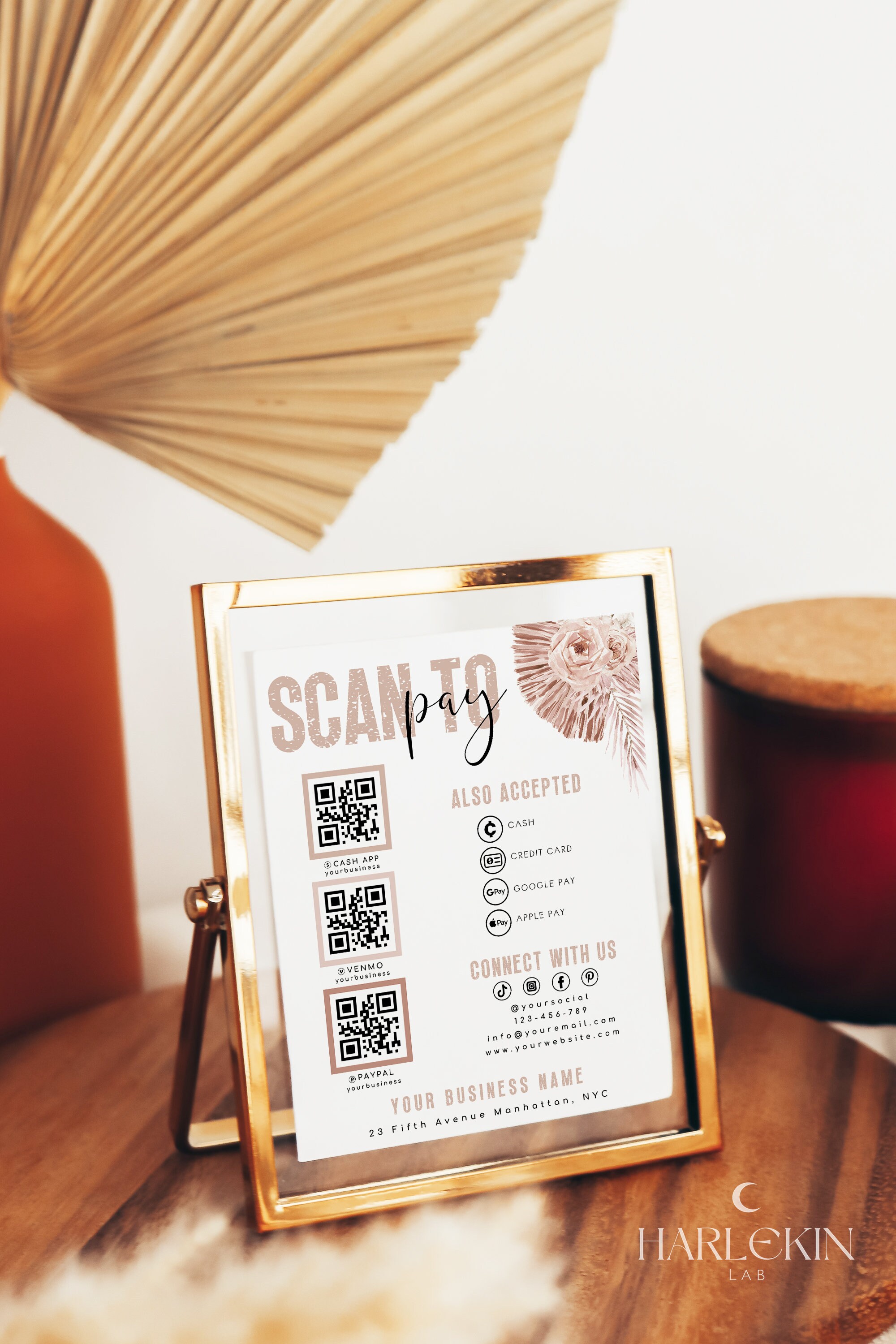 Editable QR Code Sign, Customizable Scan to Pay Sign, Cashapp Paypal ...