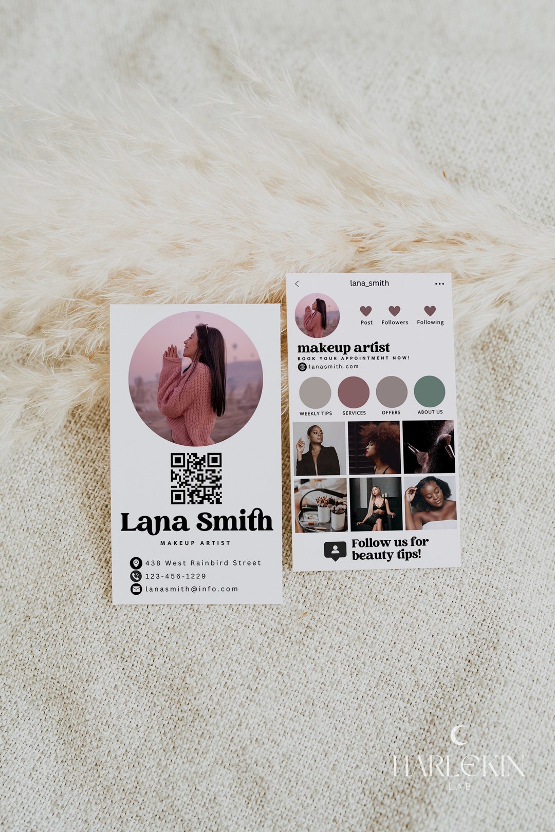 Printable Instagram Style Business Card With QR Code, Name Card ...