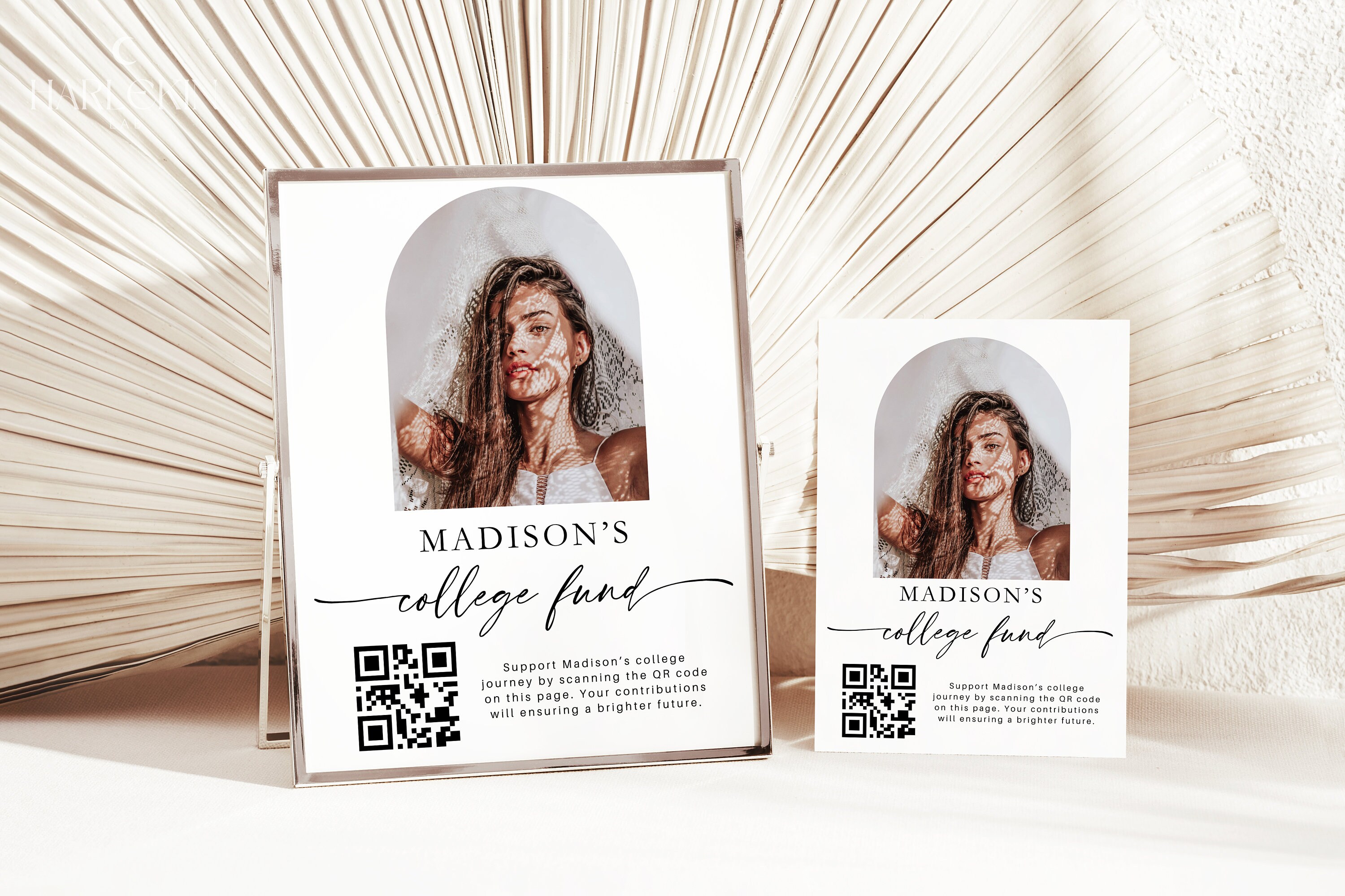 Editable Photo College Fund Sign Template, DIY Grad Party QR Code Sign ...