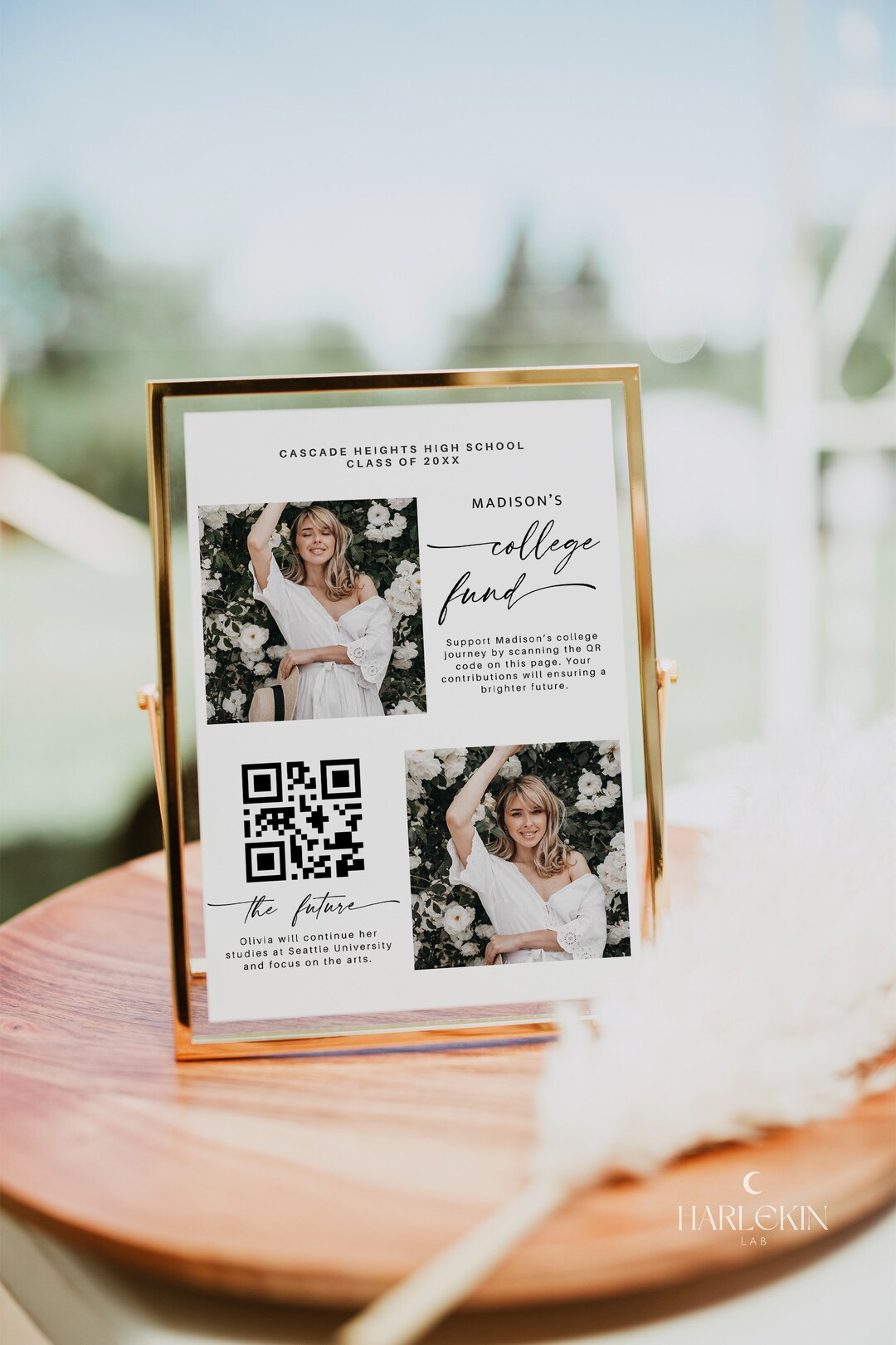 Editable Photo College Fund Sign Template, DIY Grad Party QR Code Sign ...