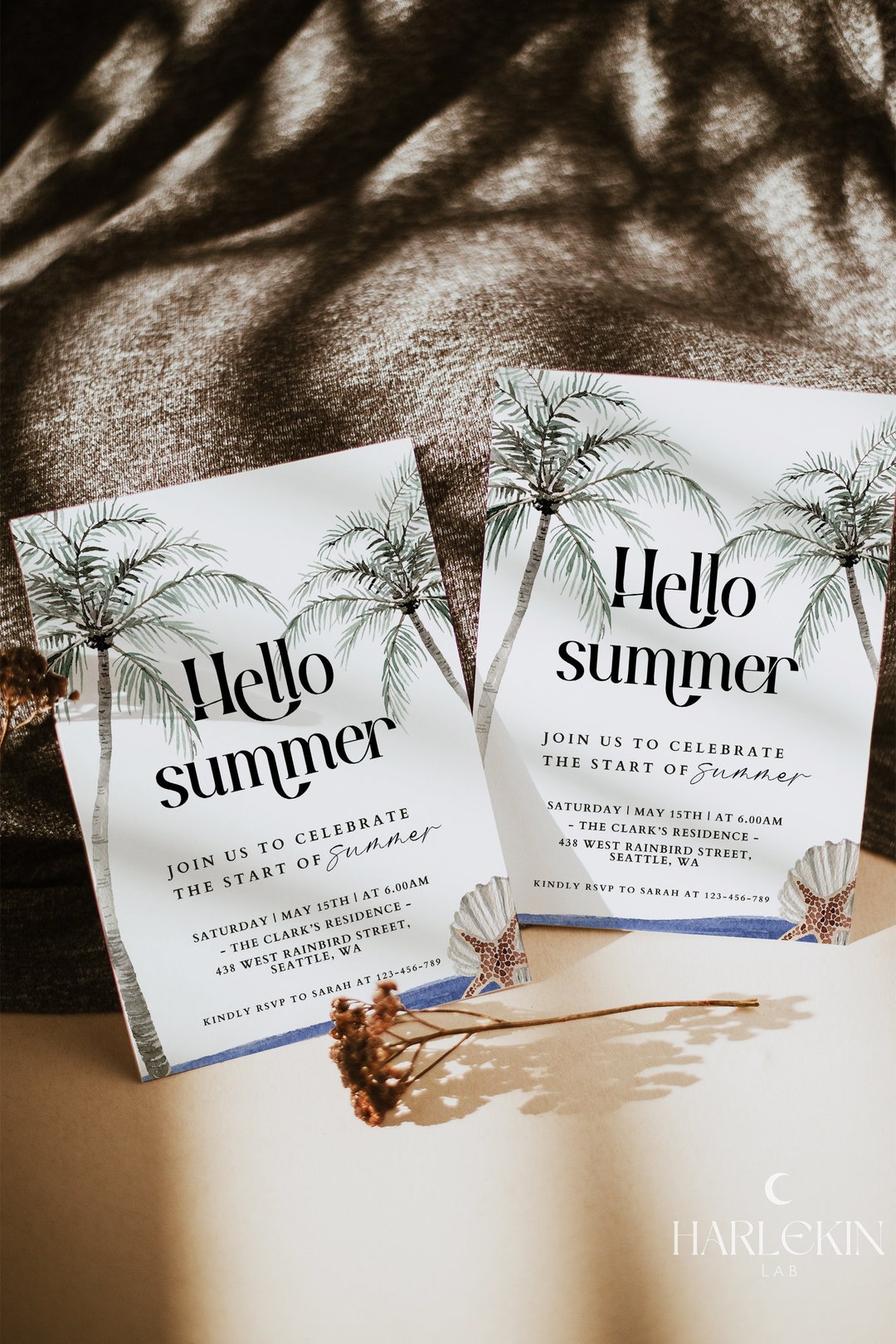 Editable Hello Summer Party Invitation Template, DIY Tropical ...