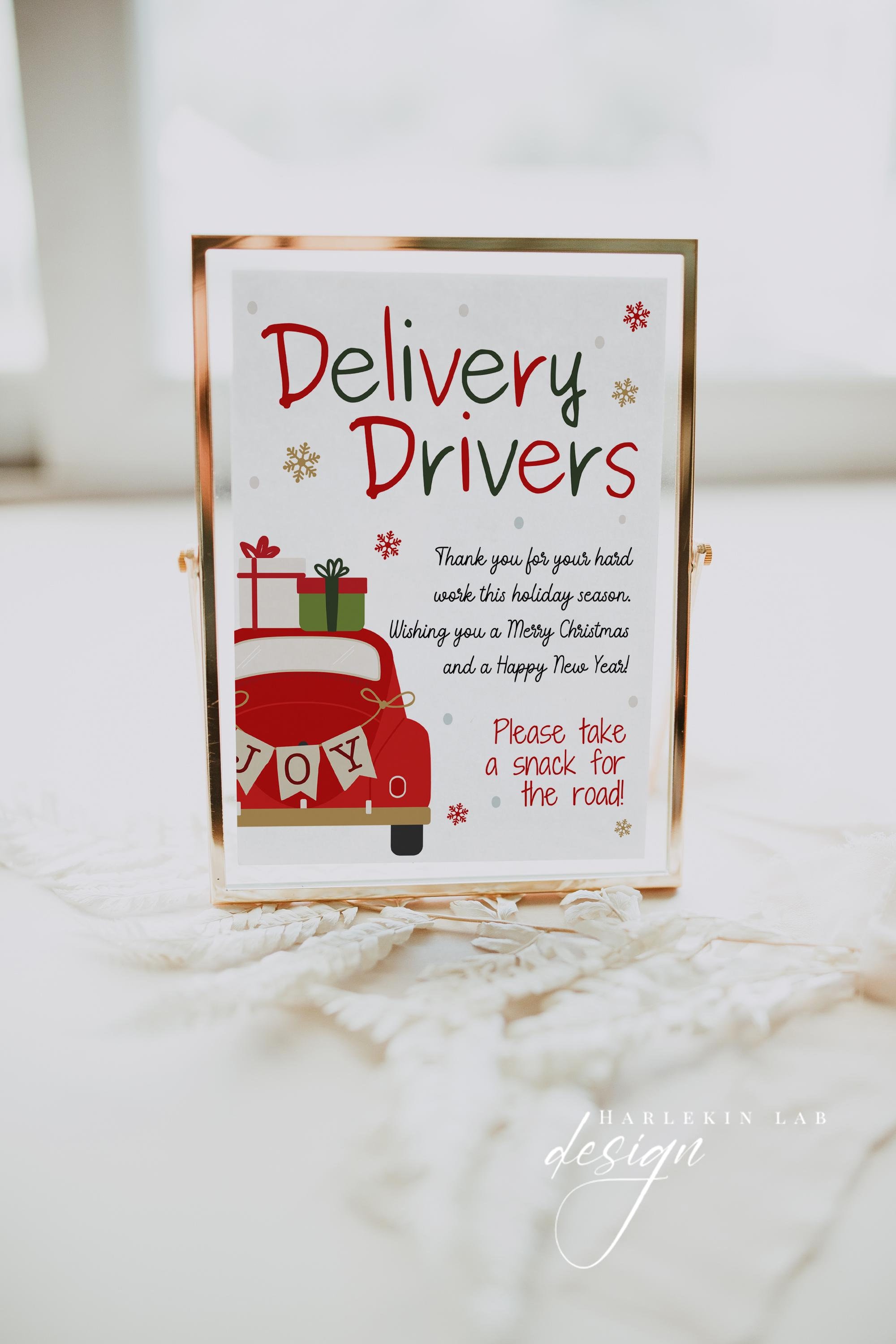 Editable Christmas Delivery Driver Thank You Sign, Holiday Deliver ...