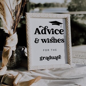 Graduation Advice and Wishes Sign, Editable Graduation Party Card ...