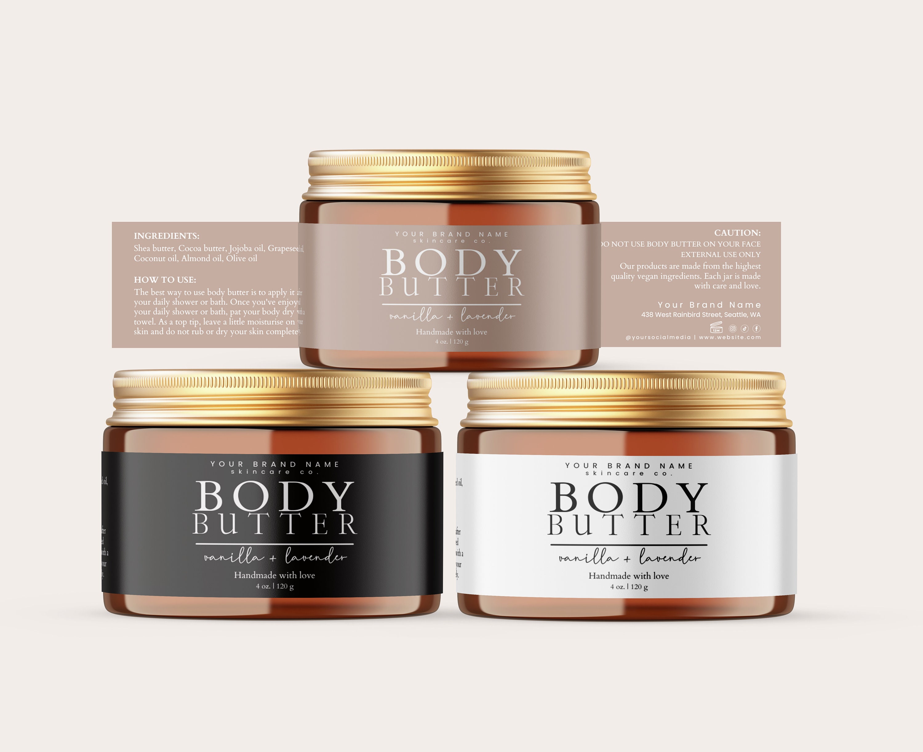 Editable Wrap Whipped Body Butter Label, DIY Bath Butter Canva Template ...