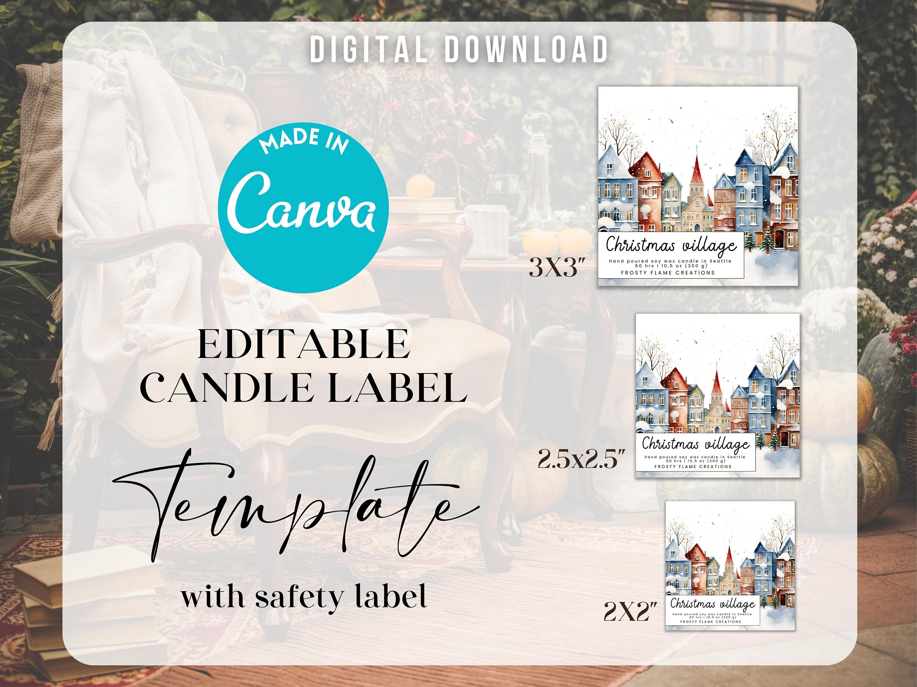 Editable Christmas Candle Label Set, Customizable Canva Template, DIY ...