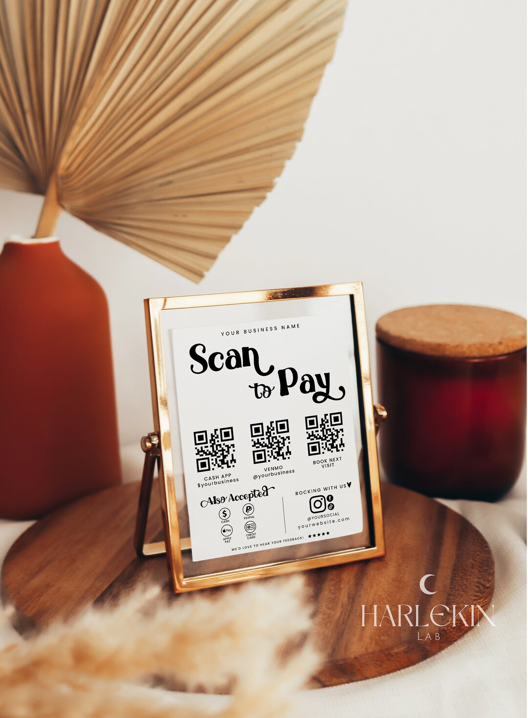 Printable QR Code Sign, Customizable Scan to Pay Sign, Cashapp Paypal ...