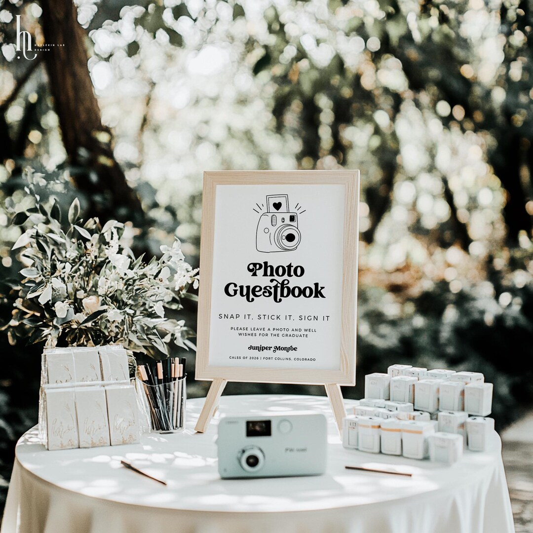 MIRAY Photo Guest Book Sign Template, Editable Polaroid Grad Guestbook ...