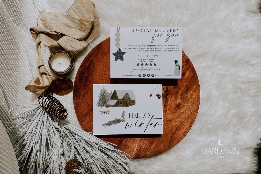 Editable Winter Thank You Card, Customizable Thanks Note, Christmas ...