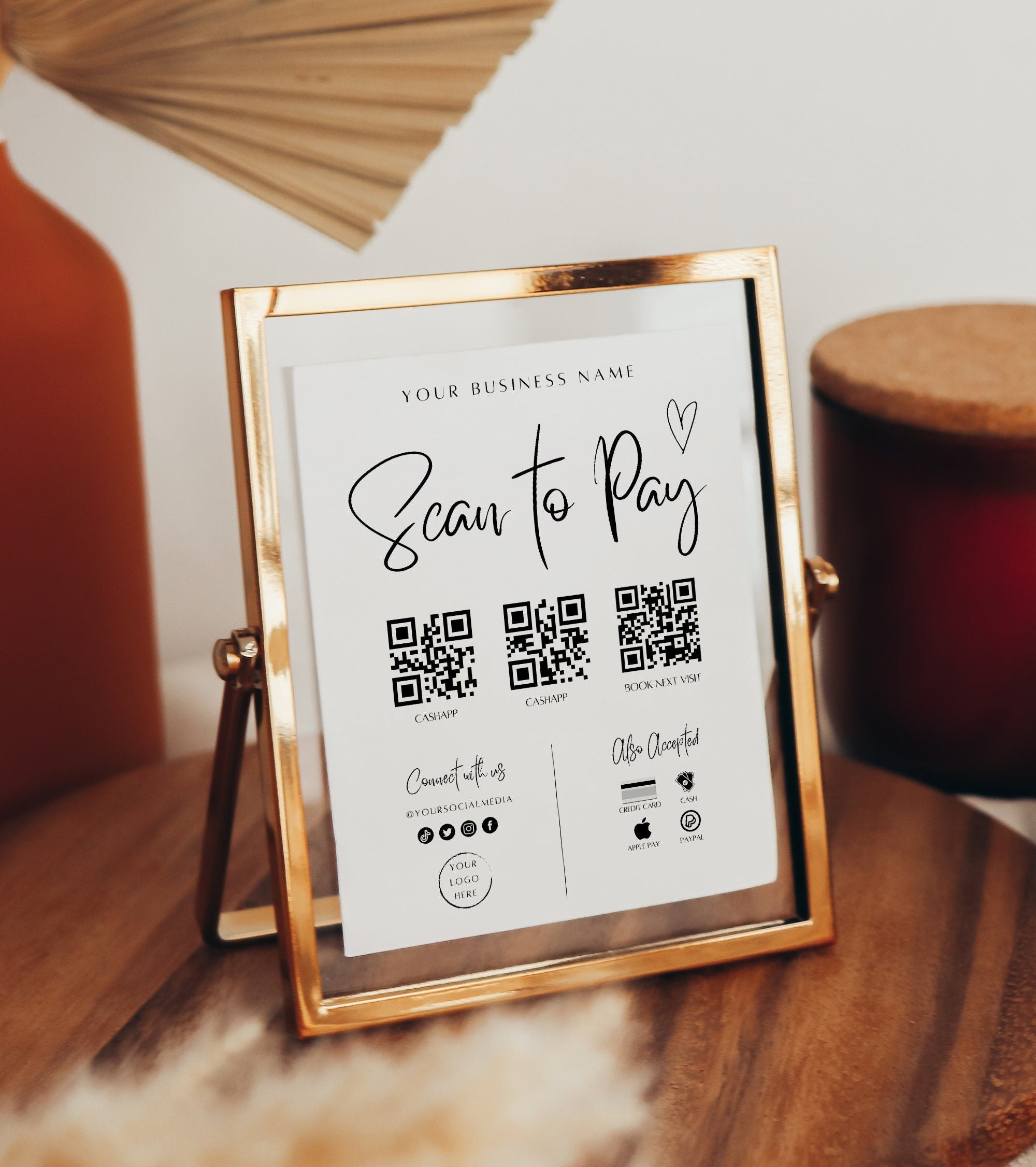 Printable QR Code Sign, Customizable Scan to Pay Sign, Cashapp Paypal ...