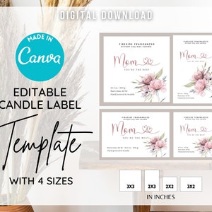 Editable Mothers Day Candle Label, Customizable Canva Template, DIY ...