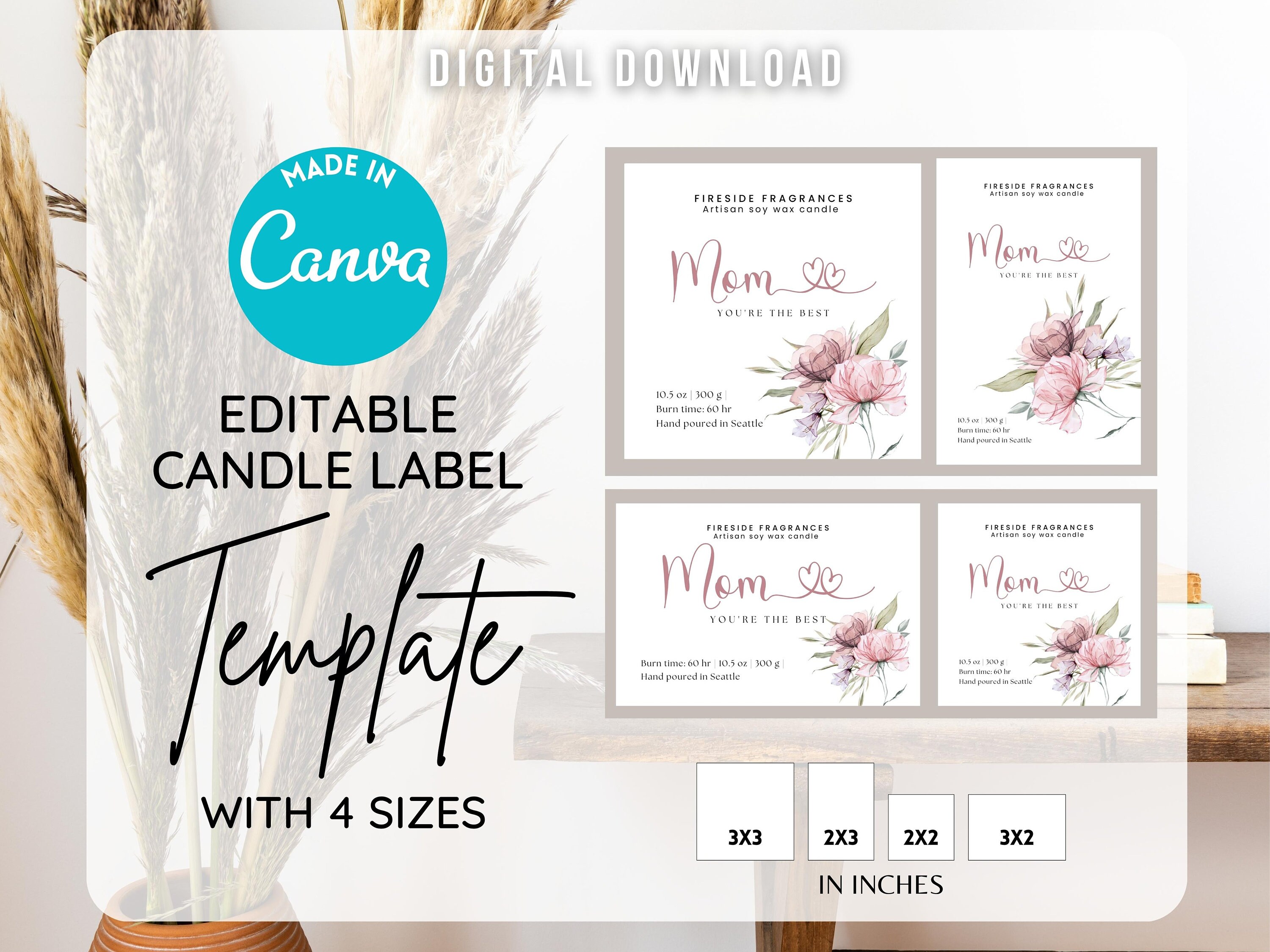 Editable Mothers Day Candle Label, Customizable Canva Template, DIY ...