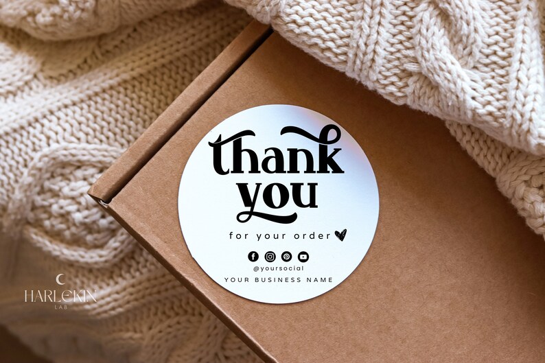 DIY Retro Business Packaging Labels, Editable Round Box Seal Sticker ...