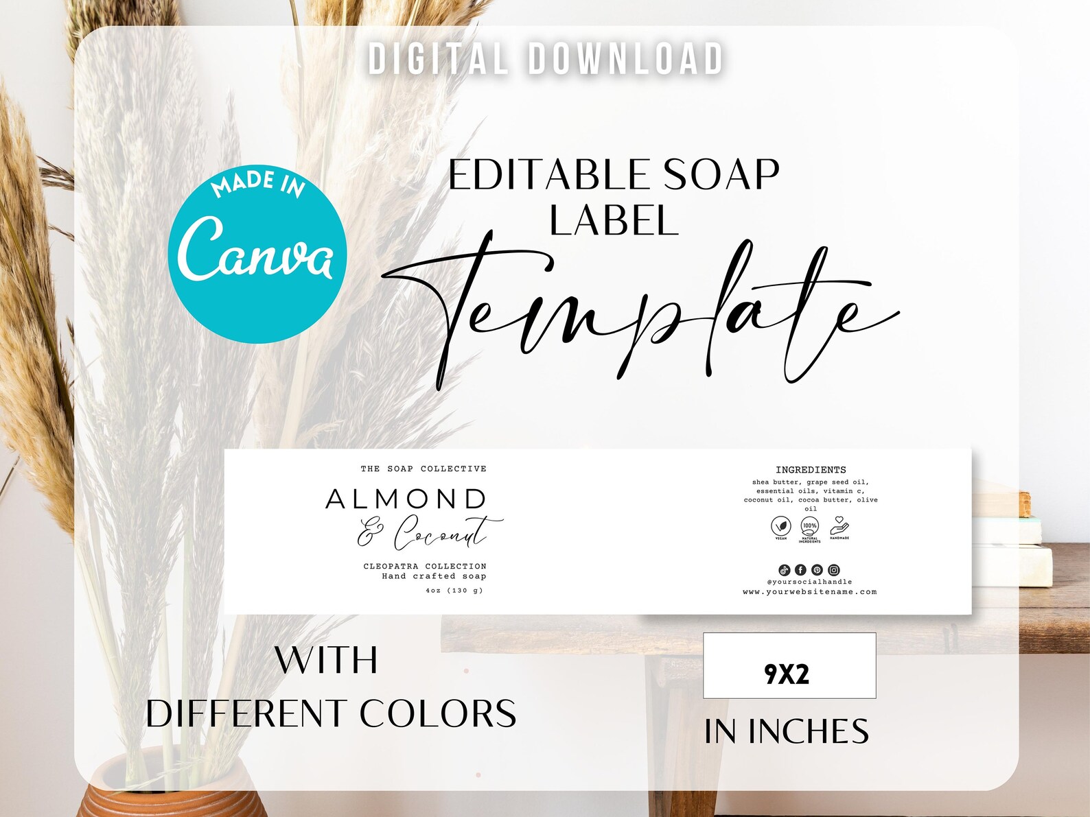 Minimalist Soap Label Template, Customizable Wrap Whipped Soap Label ...