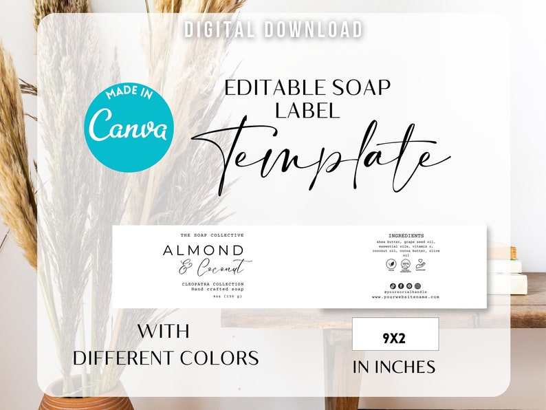 Minimalist Soap Label Template, Customizable Wrap Whipped Soap Label ...
