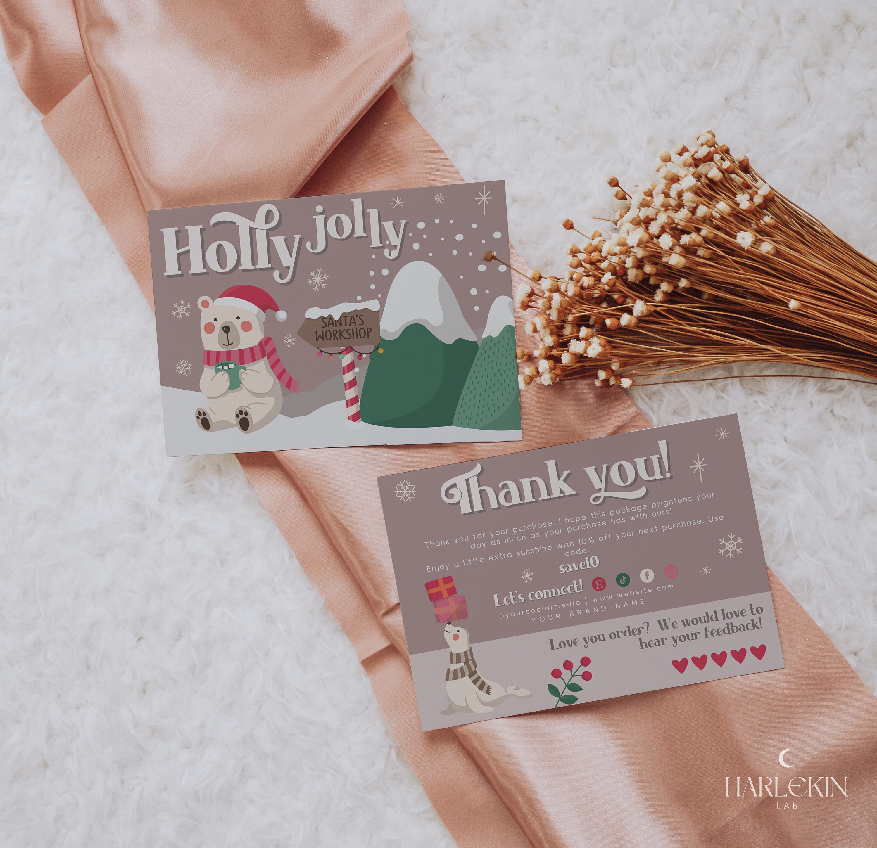 Editable Christmas Thank You Card Customizable Thanks Note - Etsy