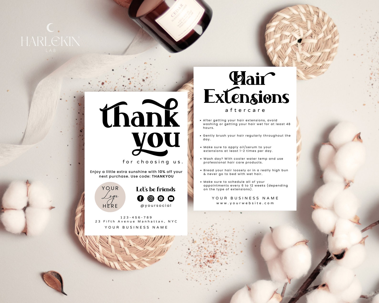 Hair Extensions Aftercare Card Template, Editable Luxury Care Card, How ...